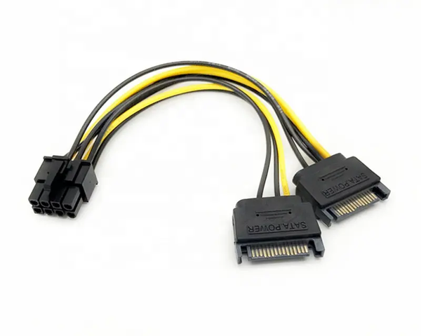 Dual SATA to PCI-E 8pin Adapter Cable 18AWG PCI-E SATA Power Supply Ca ...
